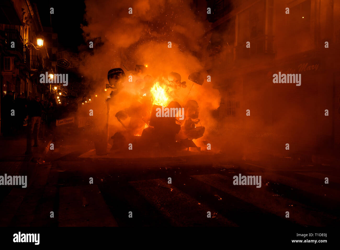 Fallas. moment when the Fallas burn at the end of the holidays ...
