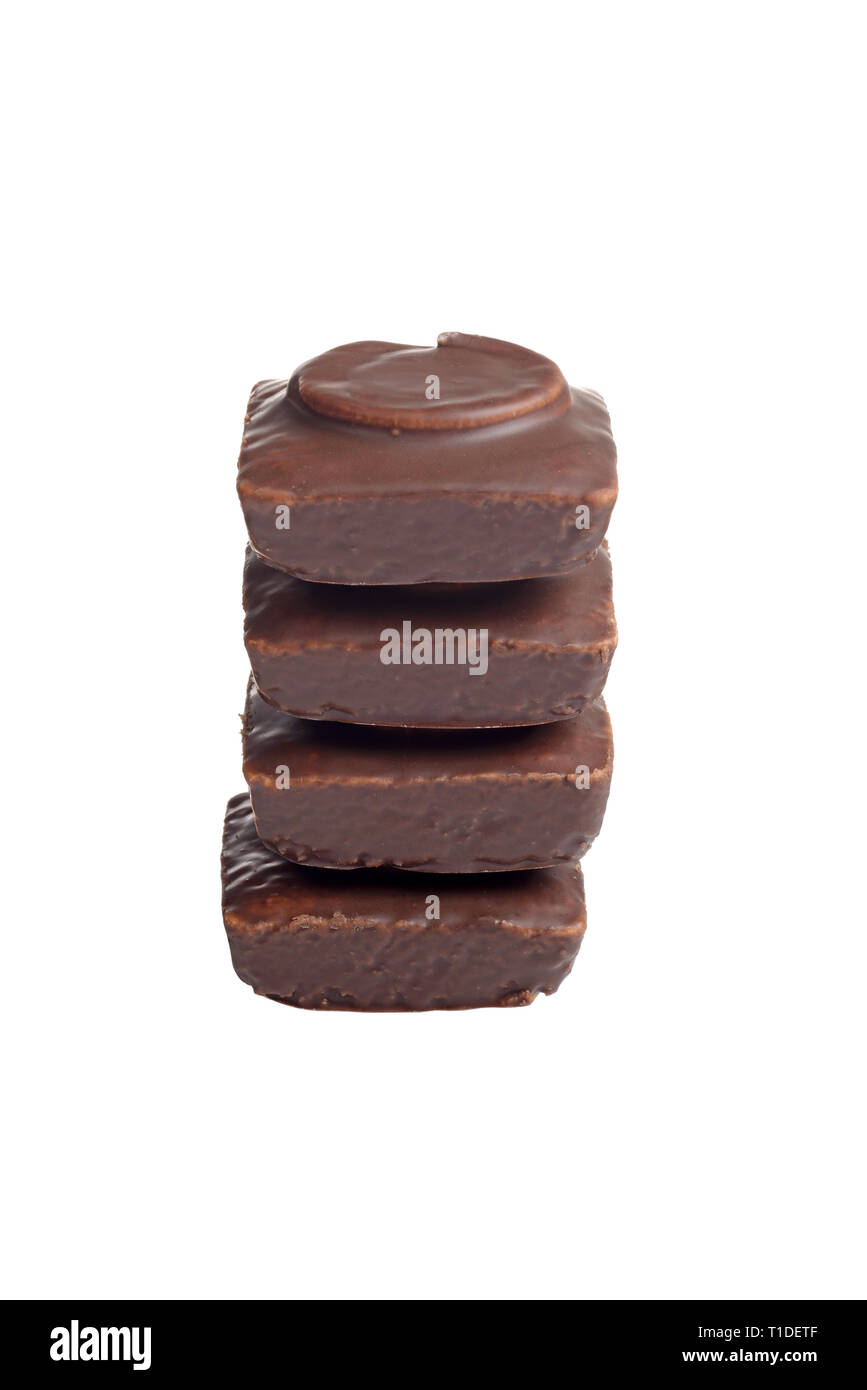 isolated stack of chocolate covered small cakes Stock Photo - Alamy