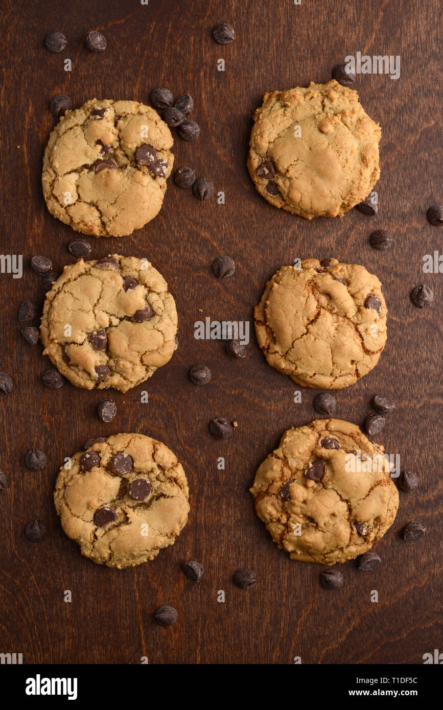 top view chocolate chip cookies Stock Photo - Alamy