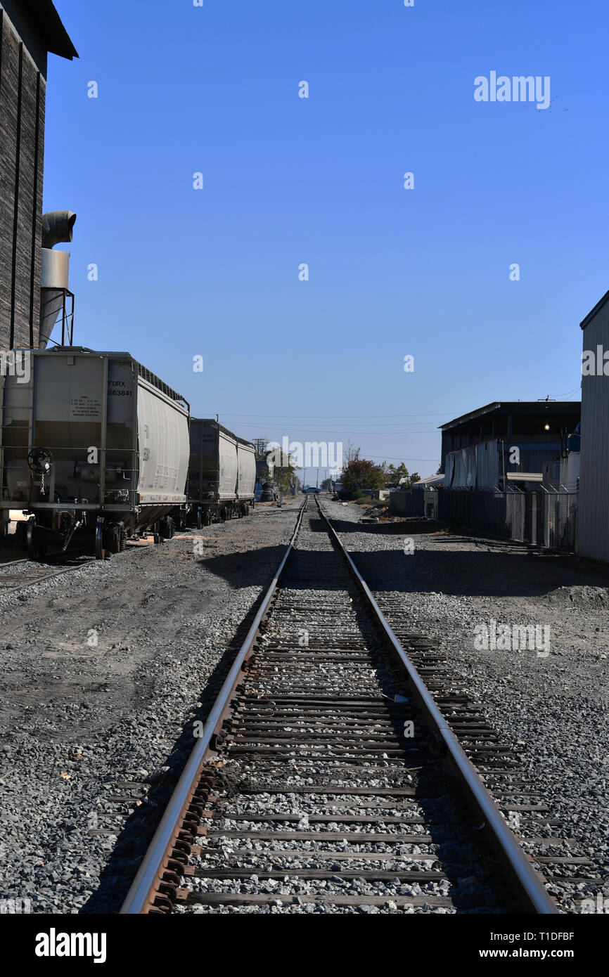 Railroad track train tracks railing railroad railway Stock Photo - Alamy