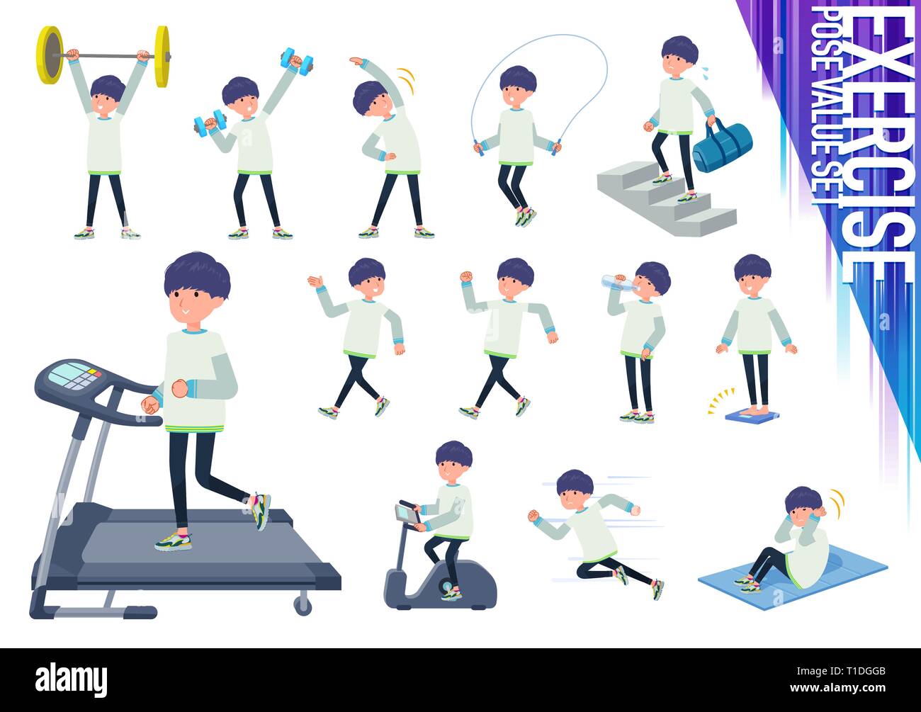 A set of young man on exercise and sports.There are various actions to ...