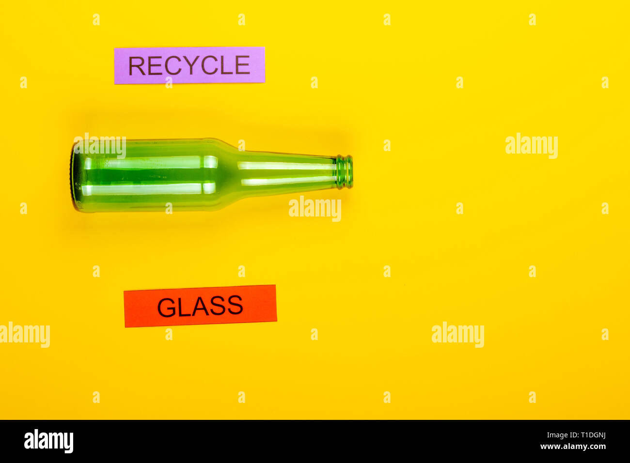 Recycling concept showing recycle & glass on a yellow background Stock ...