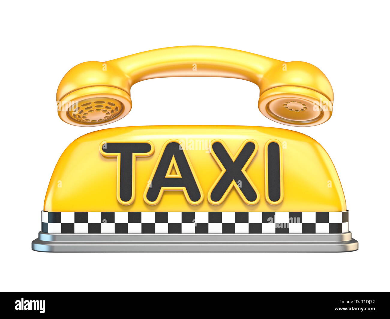 Taxi sign with telephone handset 3D rendering illustration isolated on ...