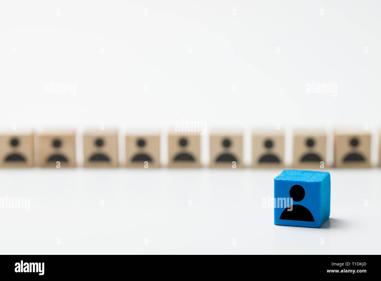 Leadership concept using blue people icon cube among other cubes Stock ...