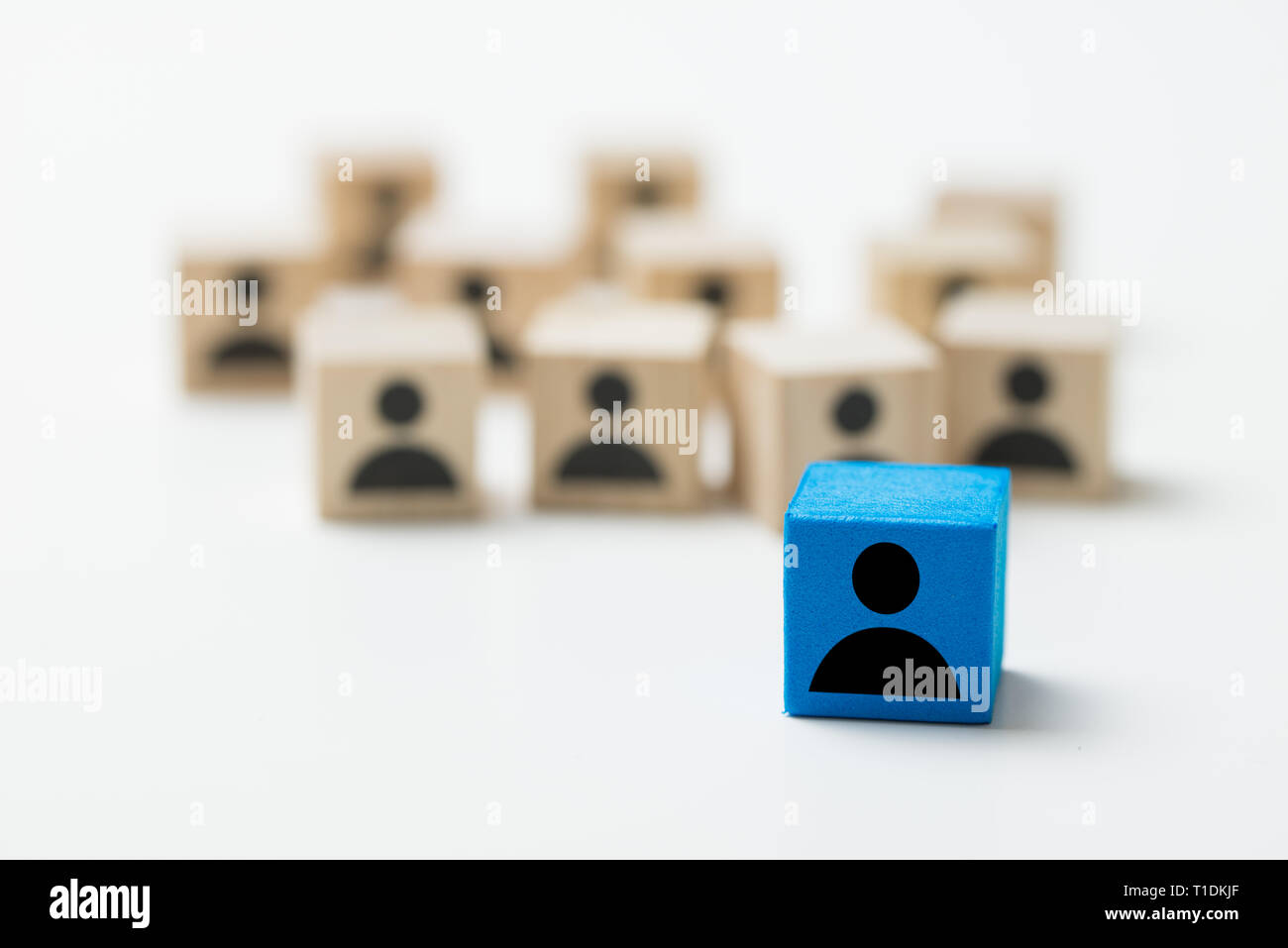 Leadership concept using blue people icon cube among other cubes Stock ...