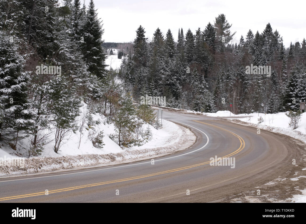 Curved Road in the Mountains with Bad Winter Conditions Stock Photo - Alamy