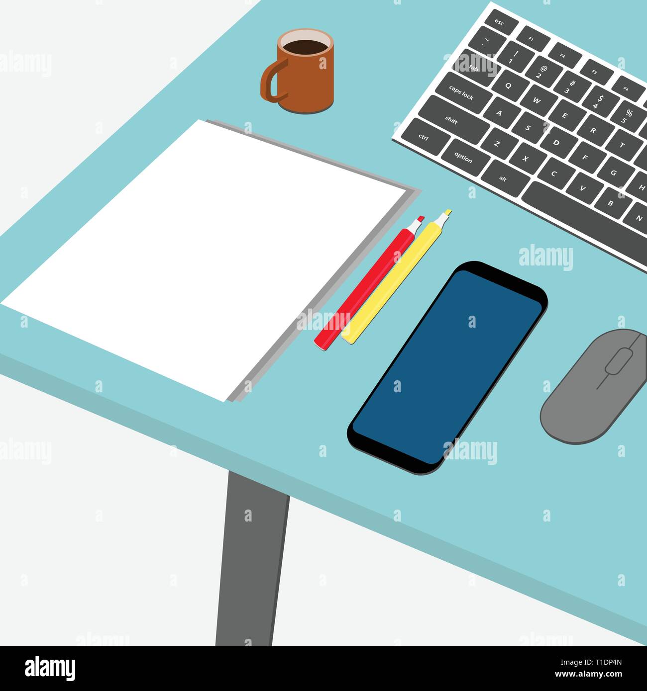 Composition computer keyboard office Stock Vector Images - Alamy