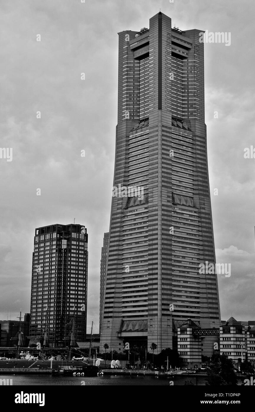 Yokohama, Japan - 7th July 2018 : Black & White picture of the Yokohama ...