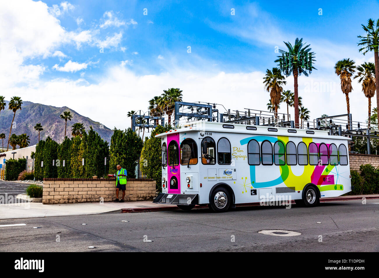 tour Bus in Palm Springs California in the spring of 2019 experiencing ...