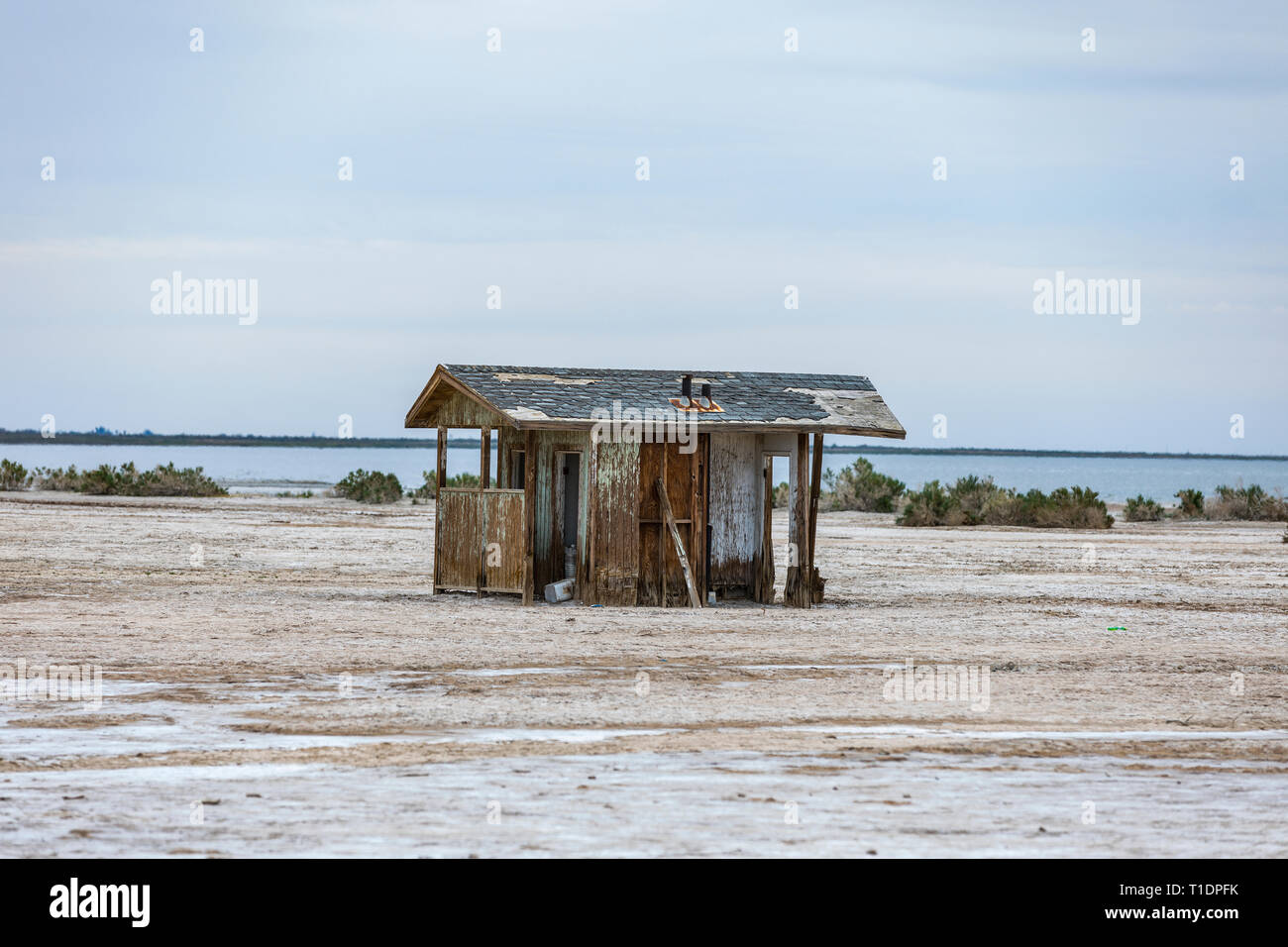 An abandoned restroom at the Nyland beach boat ramp on the Salton Sea ...