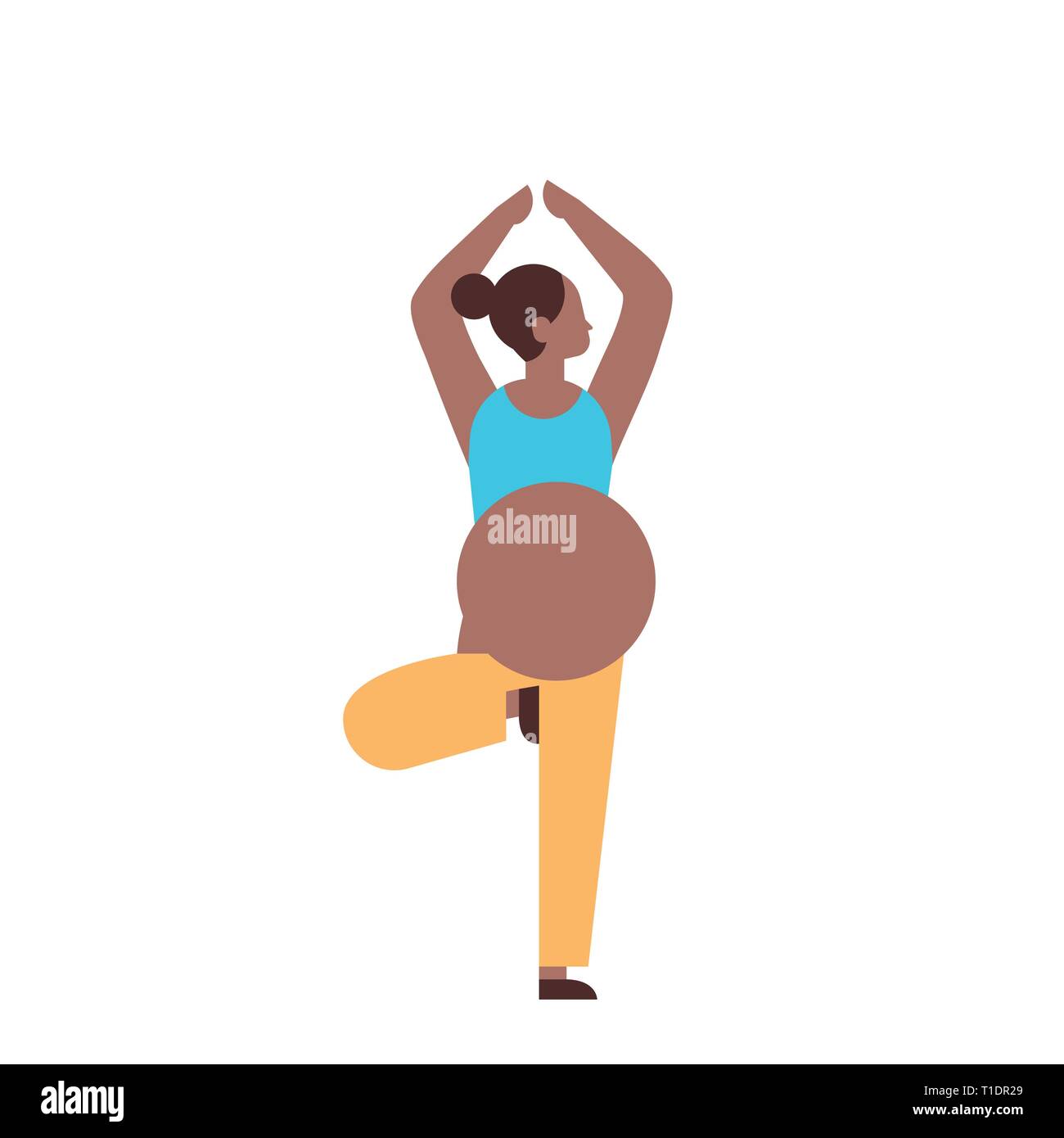 pregnant woman doing yoga exercises african american girl working out ...