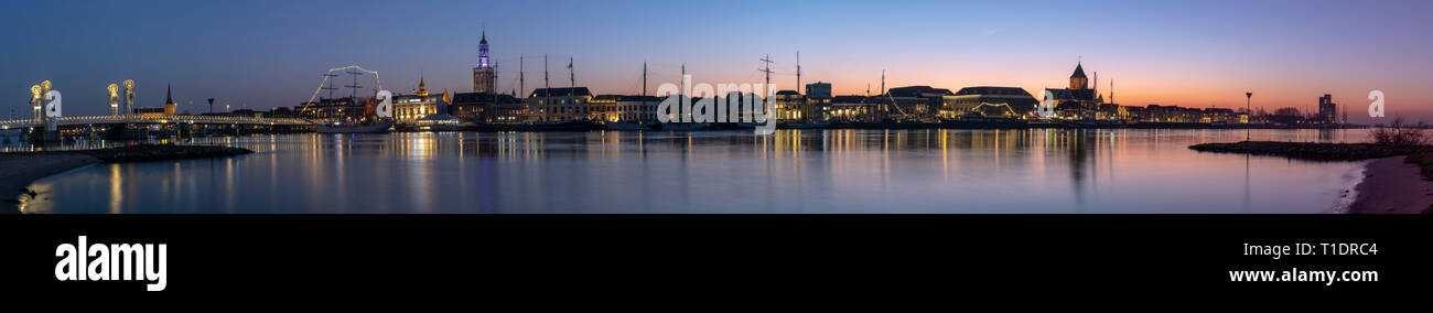 Kampen, Netherlands - February 27, 2019: Panorama of the monumental ...