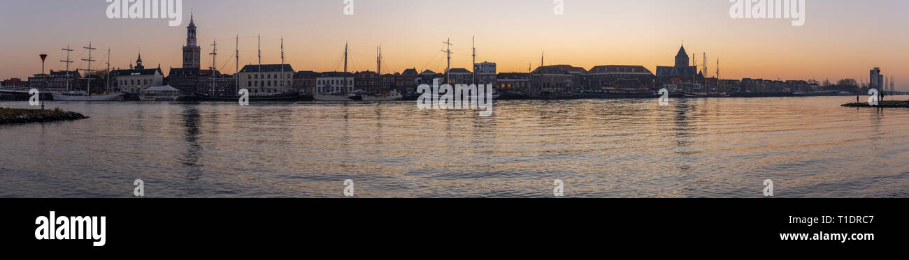 Kampen, Netherlands - February 27, 2019: Panorama of the monumental ...