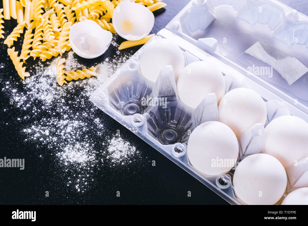 dry pasta spaghetti with ingredient Stock Photo - Alamy