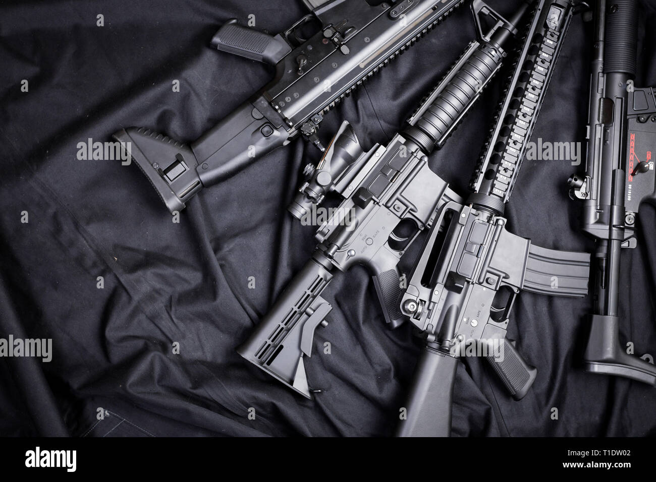 modern weapon, black background Stock Photo - Alamy