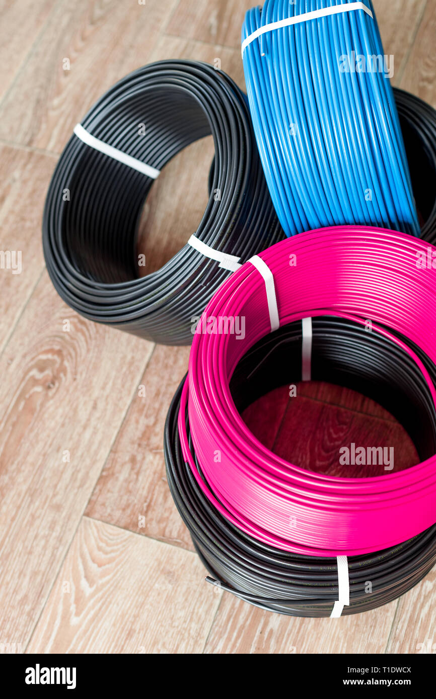 set colored electric cable Stock Photo - Alamy