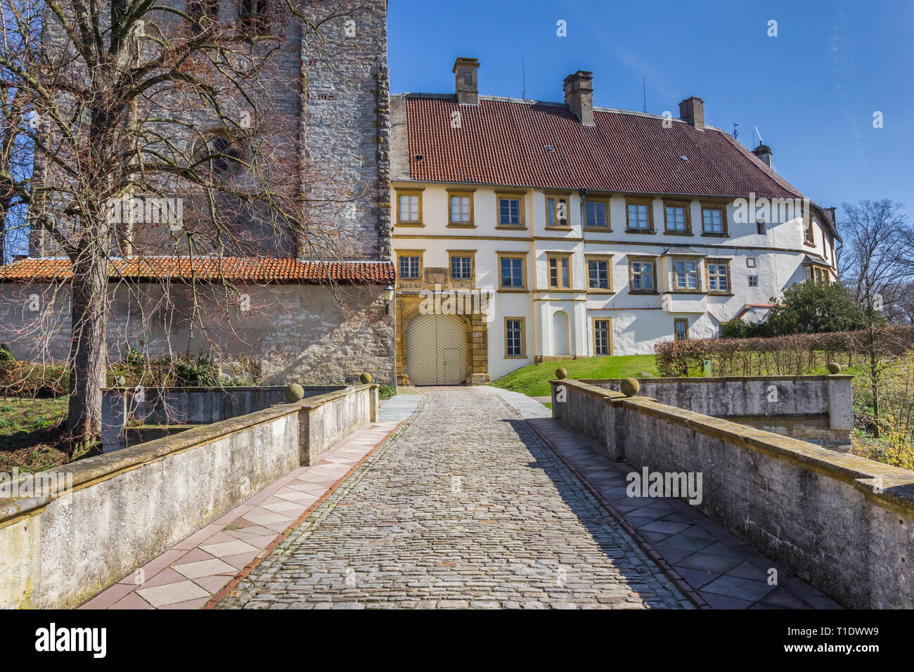 Bridge leading to the castle in Rheda-Wiedenbruck, Germany Stock Photo ...