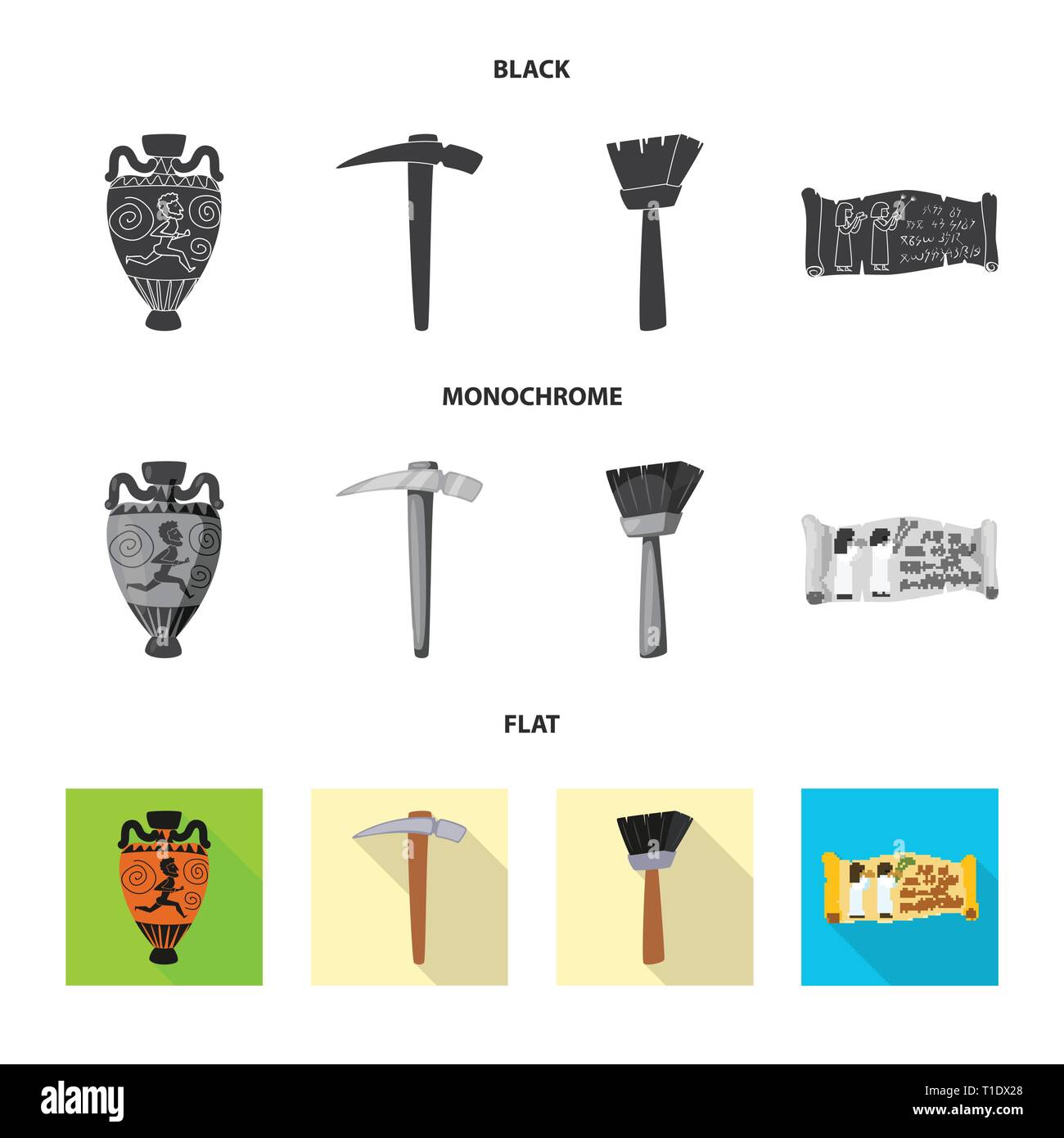 amphora,pickaxe,brush,scroll,artifact,pick,tool,papyrus,treasure,dig ...