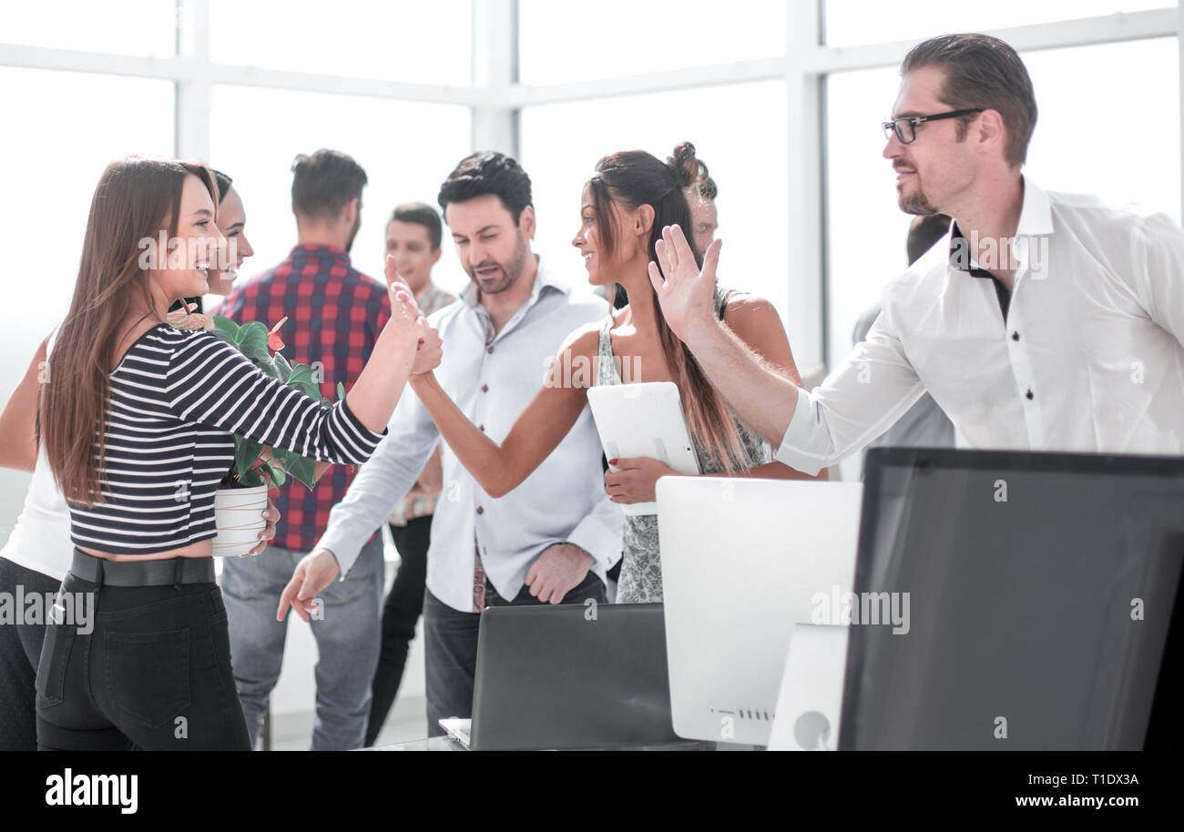 group of office workers in the new office Stock Photo - Alamy