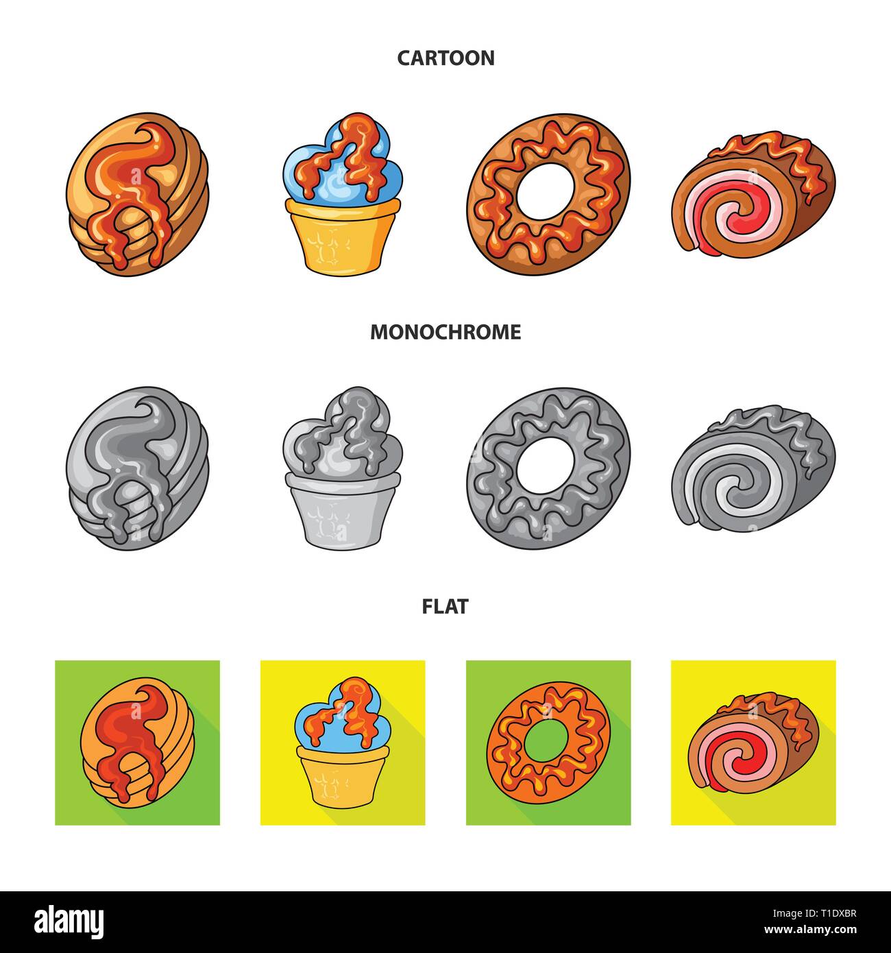 Vector illustration of confectionery and culinary sign. Set of ...