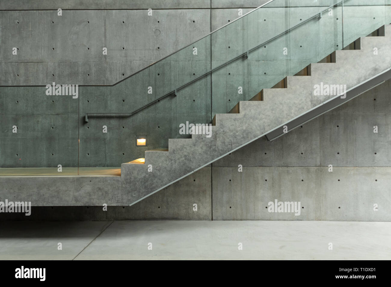 Staircase made of concrete and glass Stock Photo - Alamy
