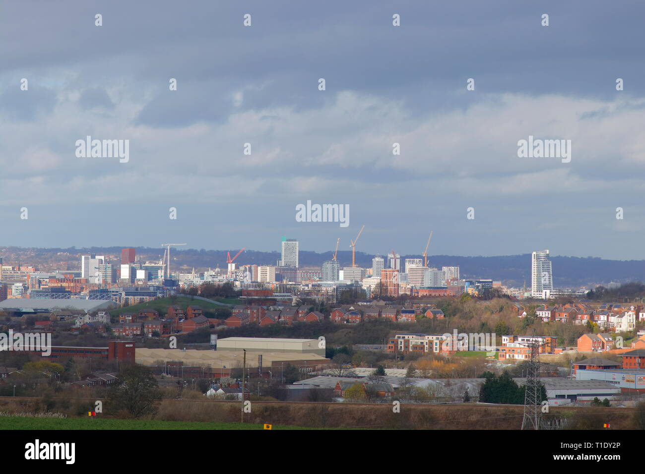 Leeds City Skyline viewed from Morley Stock Photo - Alamy
