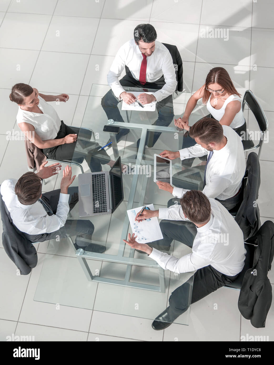 business meeting at the table, top view Stock Photo - Alamy