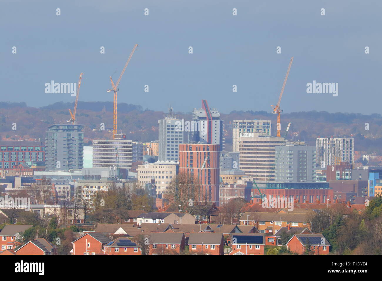 Leeds City Skyline viewed from Morley Stock Photo - Alamy
