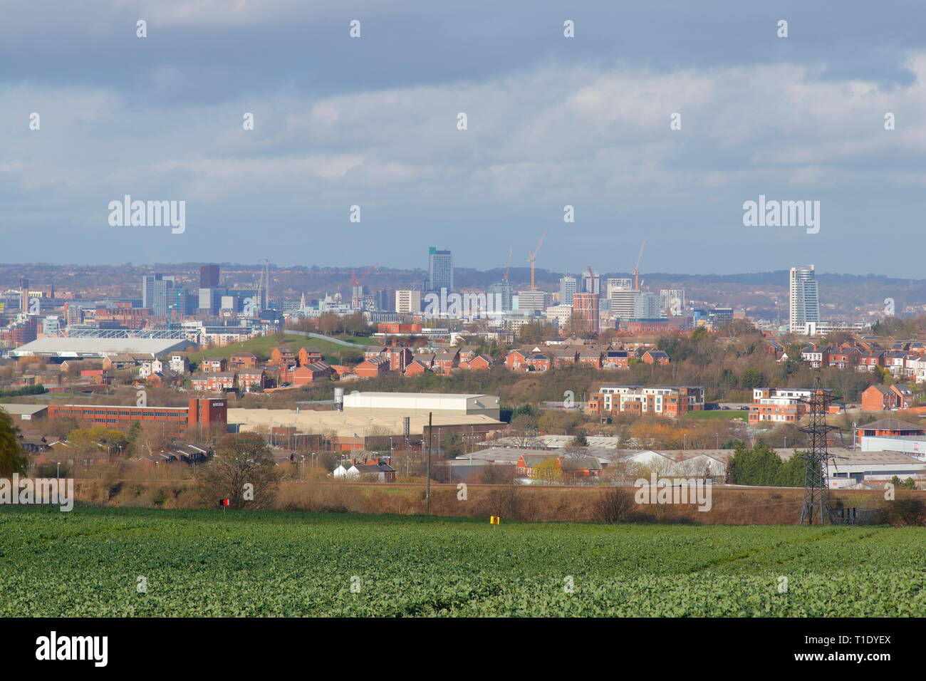 Leeds City Skyline viewed from Morley Stock Photo - Alamy