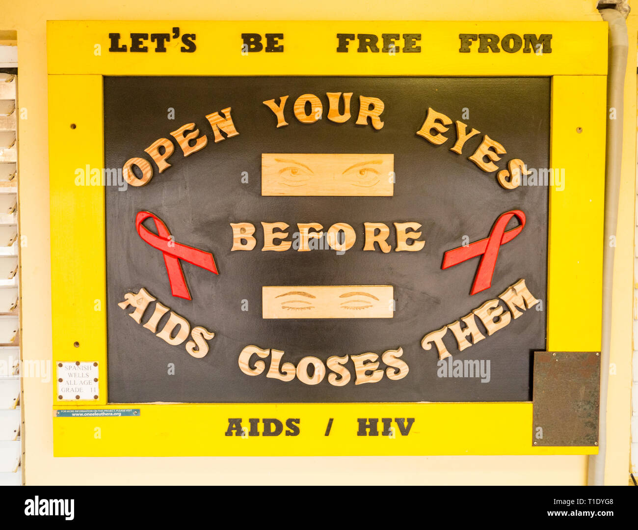 Aids Warning Sign at Governors Harbour Airport, Eleuthera, The Bahamas ...