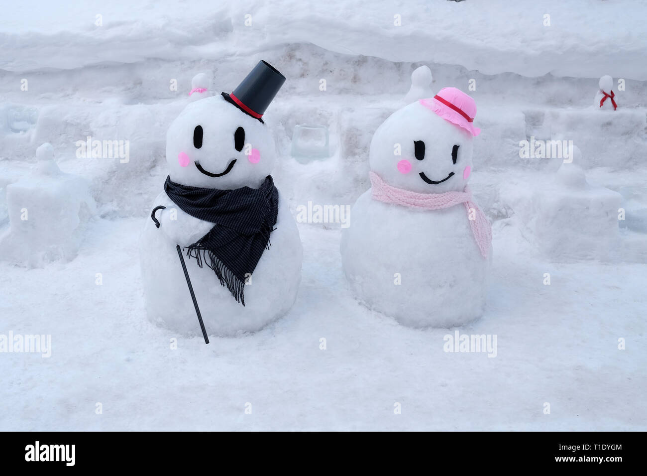 Snowman couple in Otaru, Hokkaido, Japan Stock Photo - Alamy