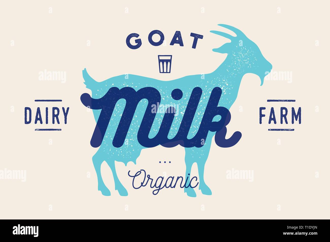 Milk, goat. Logo with goat silhouette, text Milk, Dairy farm Stock ...