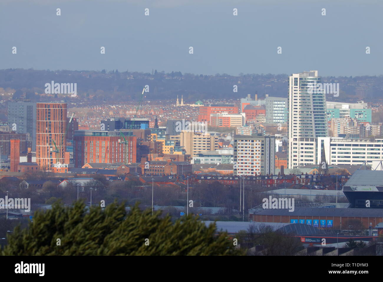 Leeds City Skyline viewed from Morley Stock Photo - Alamy