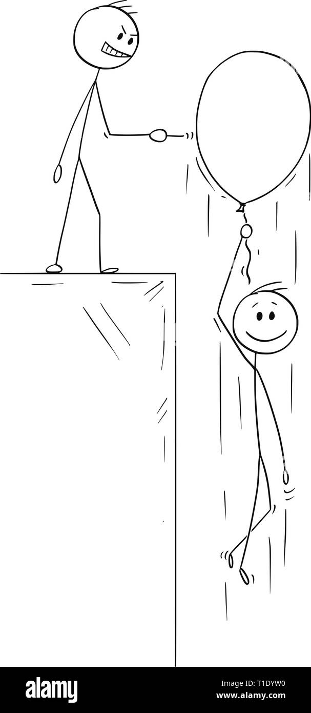 Cartoon stick figure drawing conceptual illustration of happy man or ...