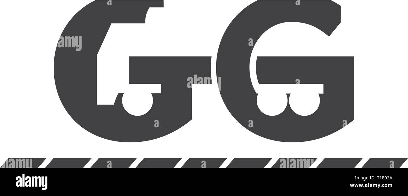 illustration icon letter g truck and arrow negative space - vector ...