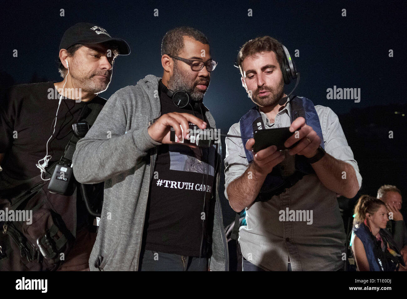 US, Director Jordan Peele (center), Cinematographer Michael Gioulakis ...