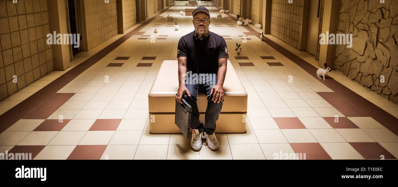 US, Writer, Producer, Director Jordan Peele, on set, 2019. ph ...