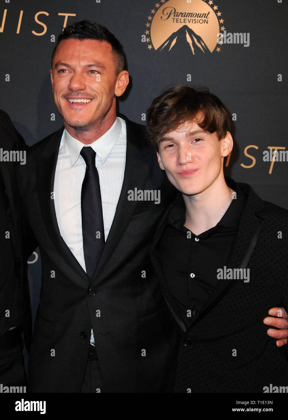 LOS ANGELES, CA - JANUARY 11: Actor Luke Evans and actor Matt Lintz ...