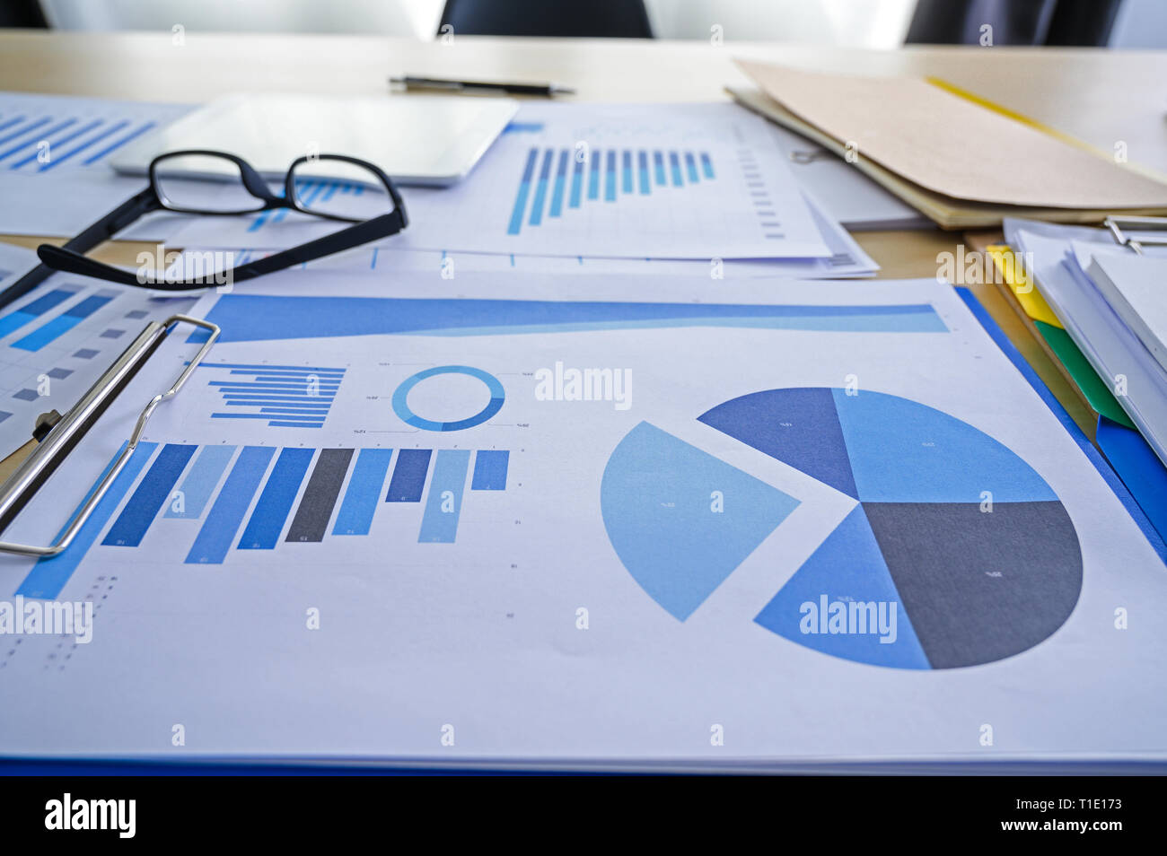 business documents on office graph financial with social network ...
