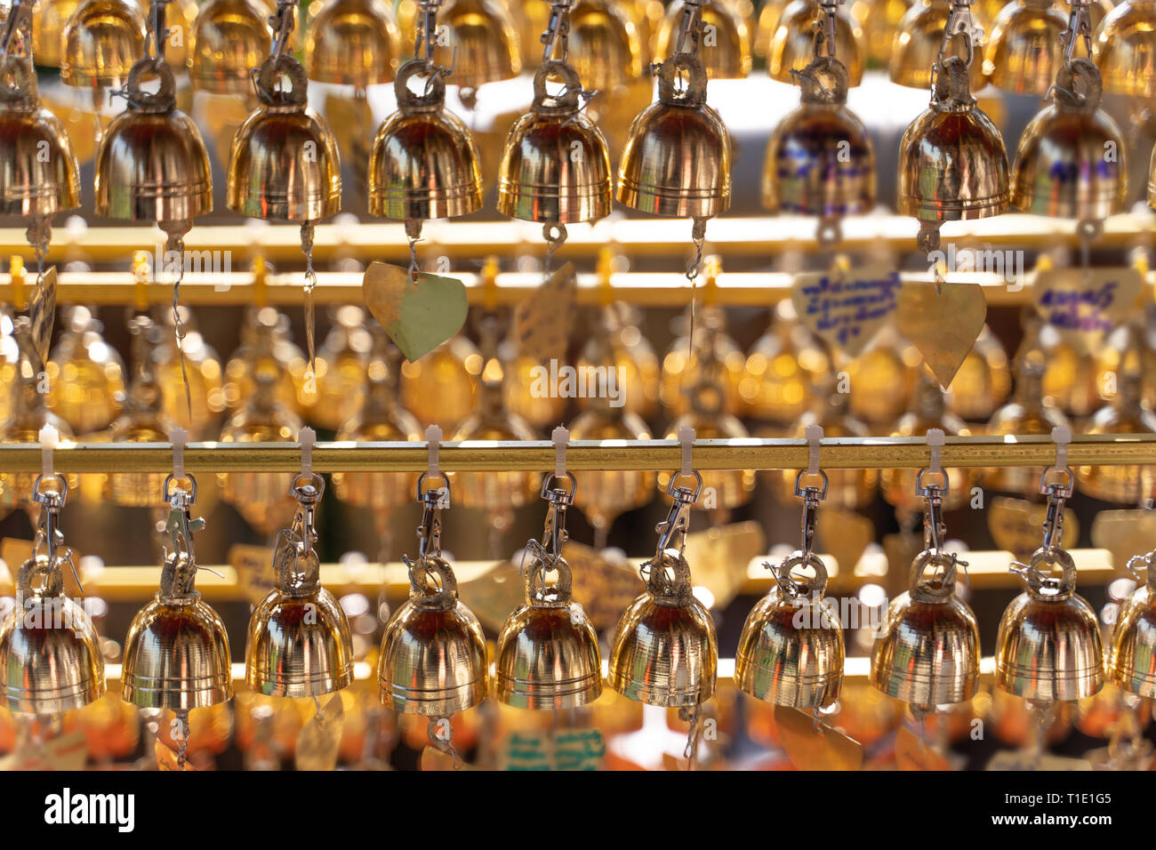Bell with blur background of the temple Stock Photo - Alamy