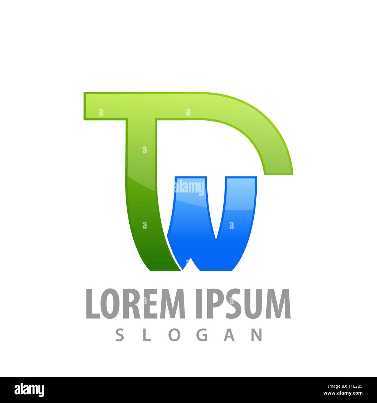 Initial letter TW concept design. Symbol graphic template element Stock ...