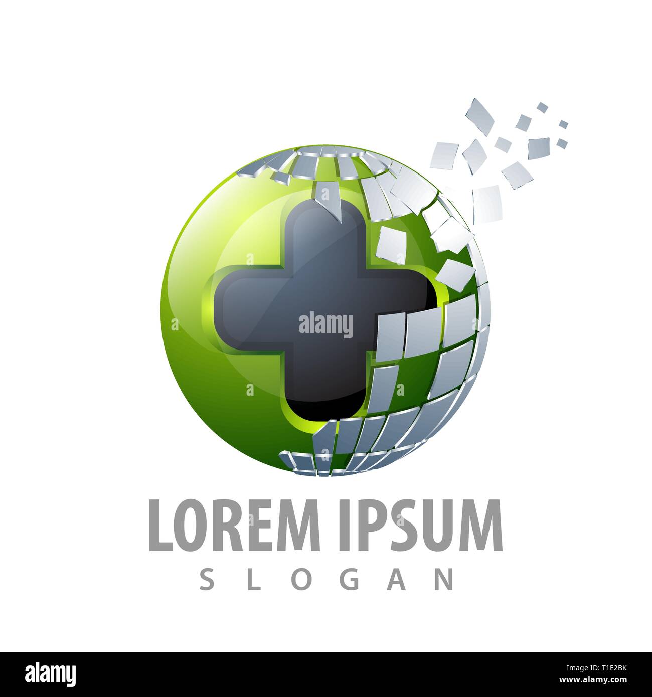 Digital pixel sphere cross concept design. Symbol graphic template ...