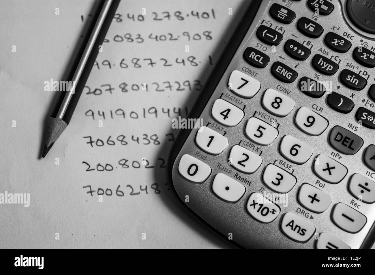 Desk table calculator Black and White Stock Photos & Images - Alamy