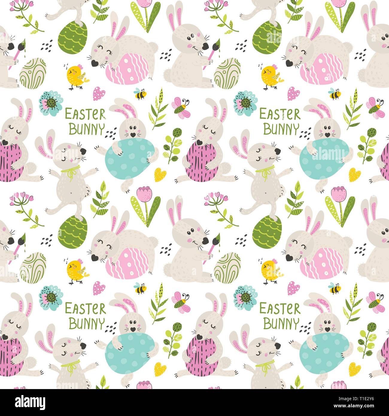 Seamless pattern with Easter bunny. Vector illustration for your design ...