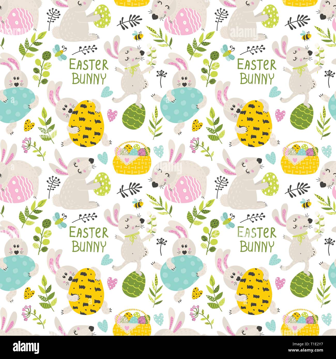 Seamless pattern with Easter bunny. Vector illustration for your design ...