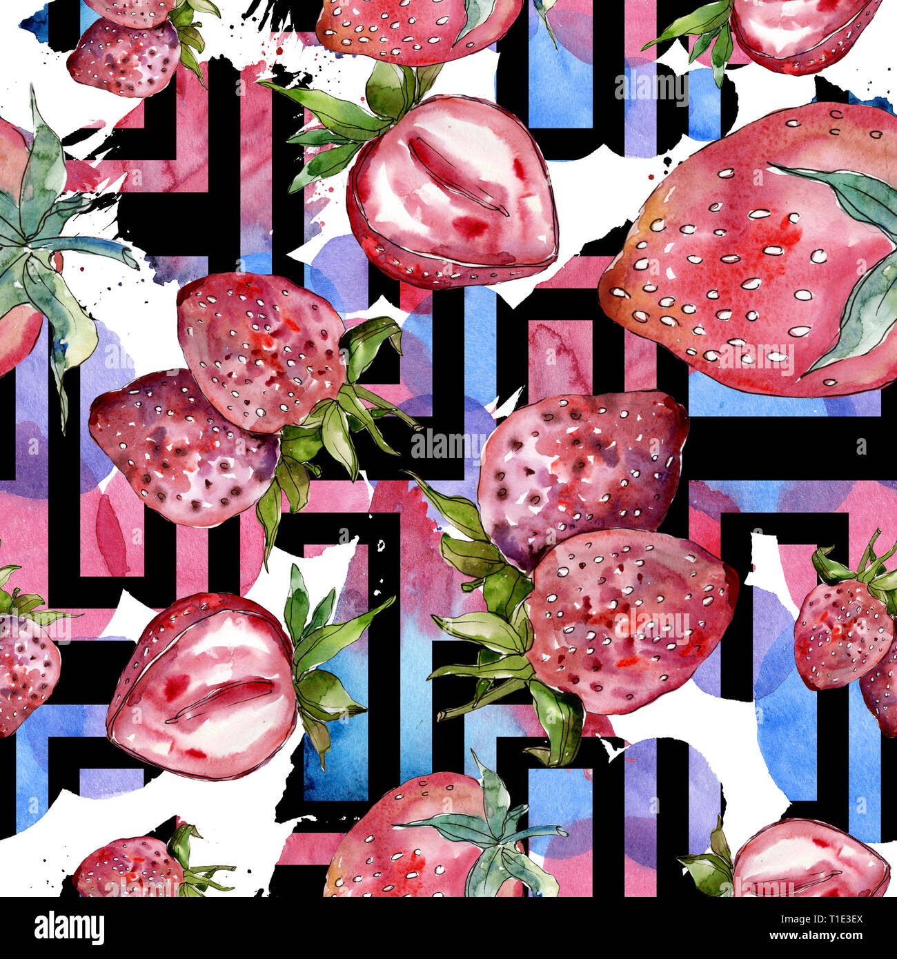 Strawberry healthy food in a watercolor style isolated. Watercolor ...