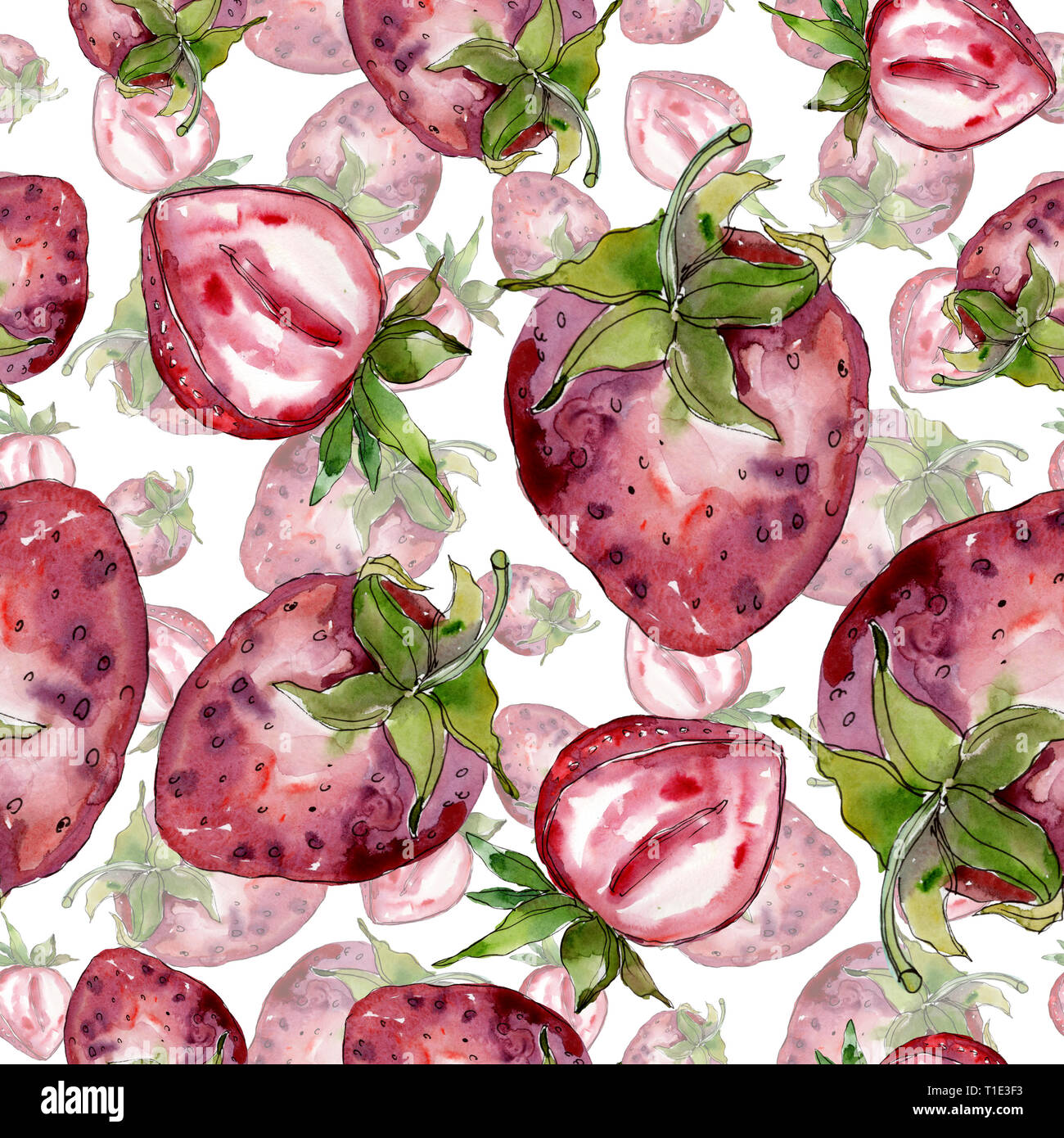 Strawberry healthy food in a watercolor style isolated. Watercolor ...