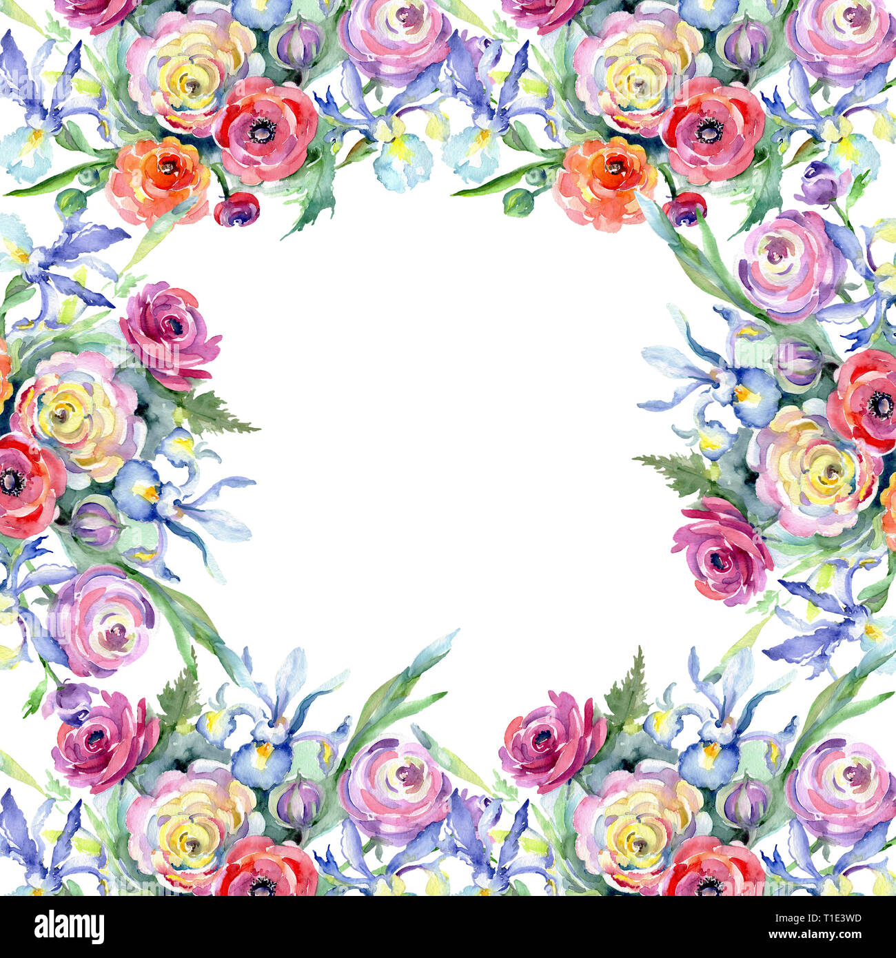 Pink and red bouquet floral botanical flowers. Watercolor background ...