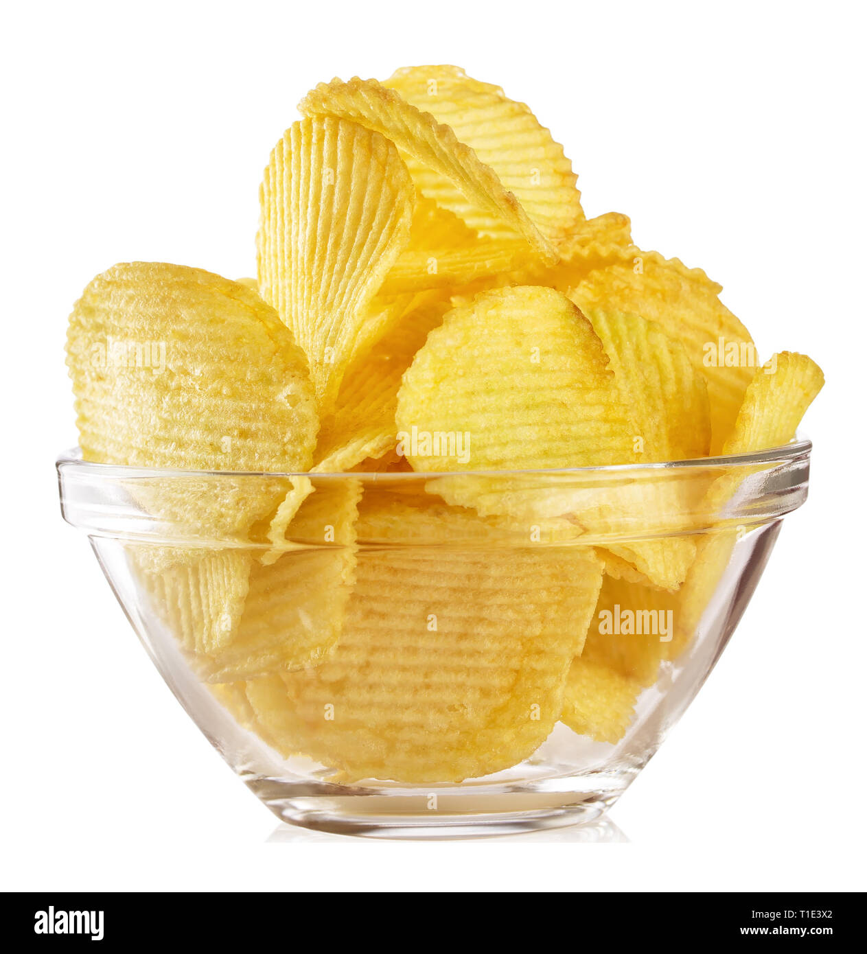 Crispy wavy chips in transparent plate Stock Photo - Alamy