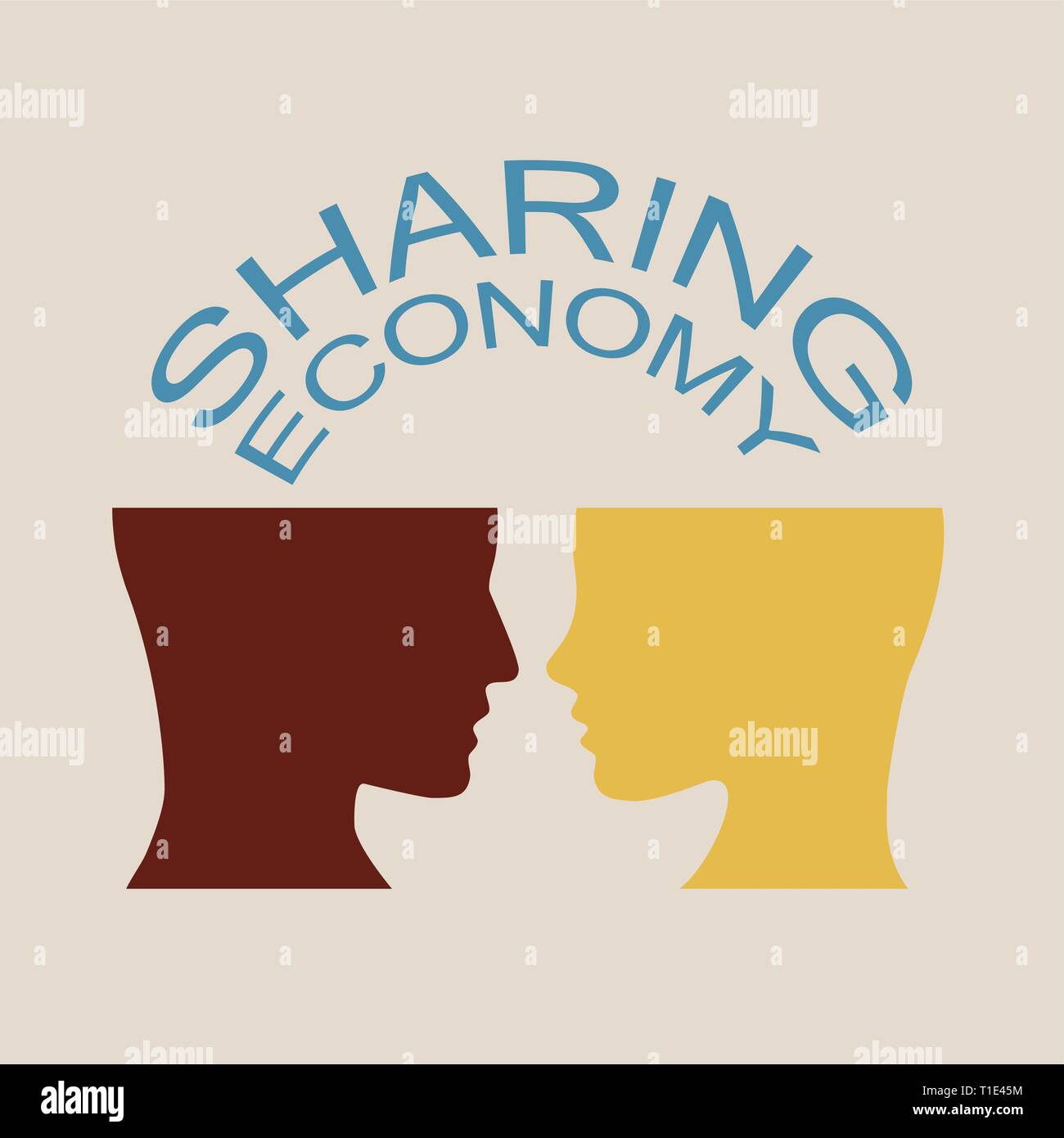 Sharing economy concept illustration. Human head vector icon Stock ...